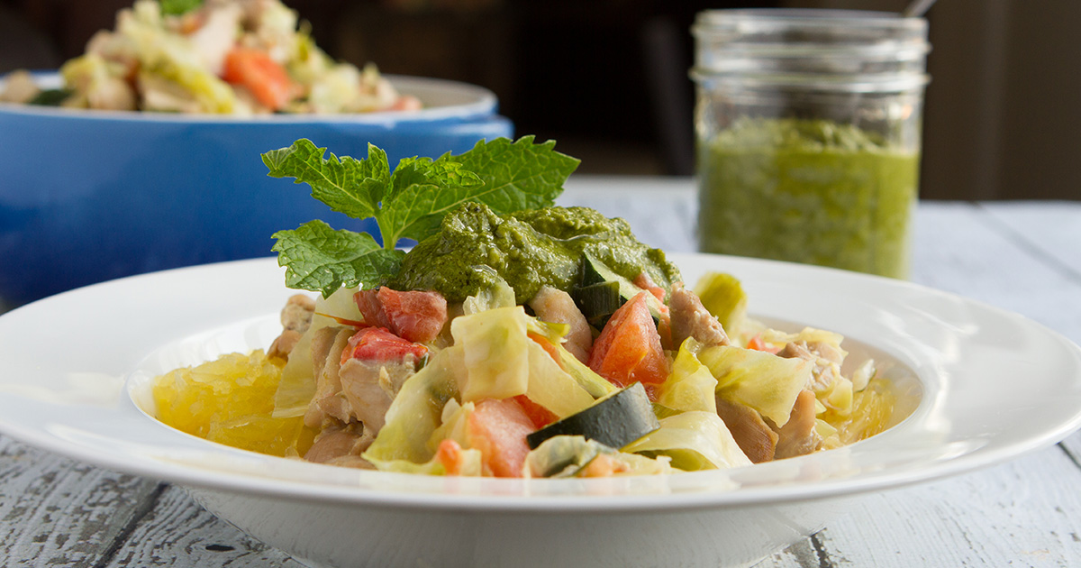 Green Coconut Curry with Cilantro Mint Herb Pate (keto, low-carb, nut ...